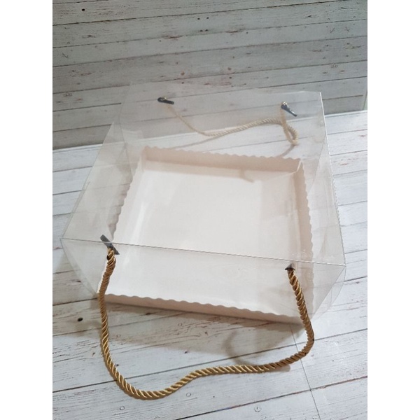 Jual Box Mika Kotak Handle Tali/Kotak Kue Mika 20x20x12(min 5pcs ...