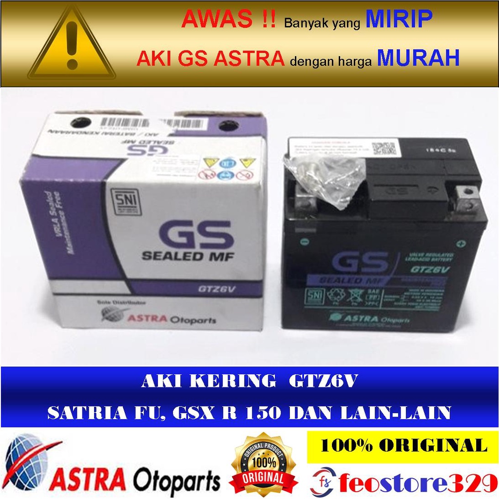 Jual Aki Motor GS ASTRA MF GTZ6V 12V / 5Ah Original Astra Aki Kering Untuk motor Satria FU ...