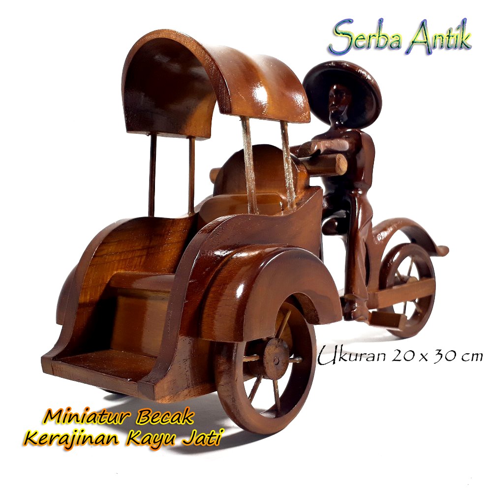 Jual Kerajinan Miniatur Becak Hiasan Kayu Jati Ramah Lingkungan ...