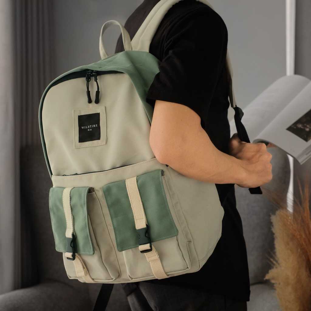 Jual Wildtime&Co - Ransel Bag Pack Heloz Pocket Cream | Shopee Indonesia
