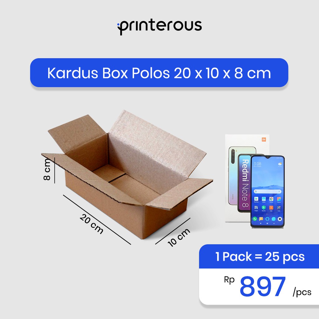 Jual Kardus Box Polos - Karton Packing 20x10x8 cm ( 1pack isi 25pcs ...