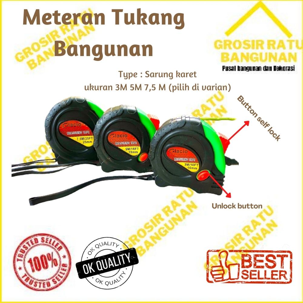 Jual Meteran tukang / measuring tape karet 3M 5M 7,5M 10M | Shopee Indonesia