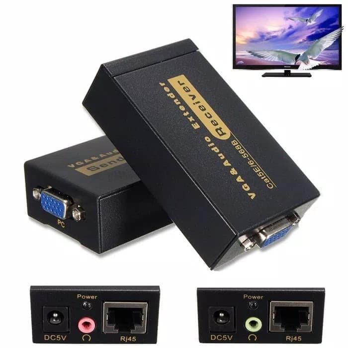 Jual VGA Extender 100Meter With Audio (By Kabel Lan RJ45 Cat5e,Cat6 ...