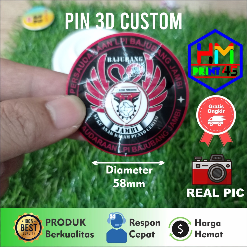 Jual CETAK PIN PENITI CUSTOM 3D 58mm | Shopee Indonesia