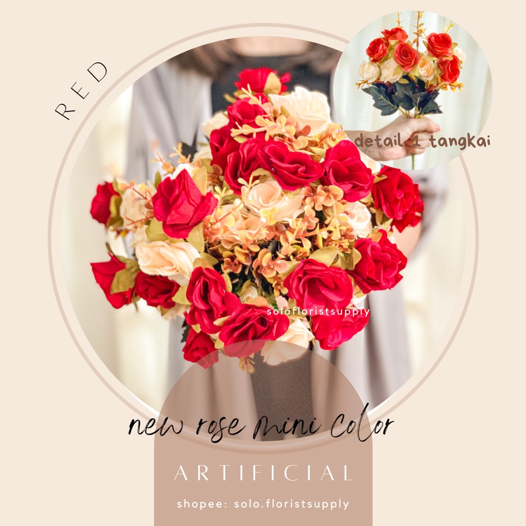 Jual NEW ROSE MINI COLOR BUNGA ARTIFICIAL PREMIUM DEKORASI MEJA DAN ...
