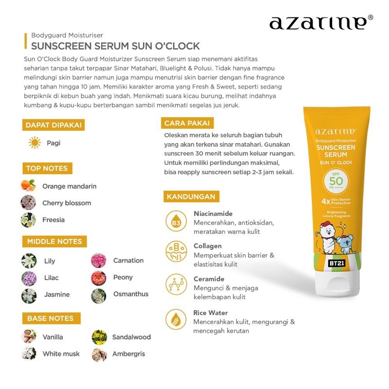 Jual Azarine x BT21 Body Guard Moisturizer Sunscreen Serum 100ml SPF 50 ...