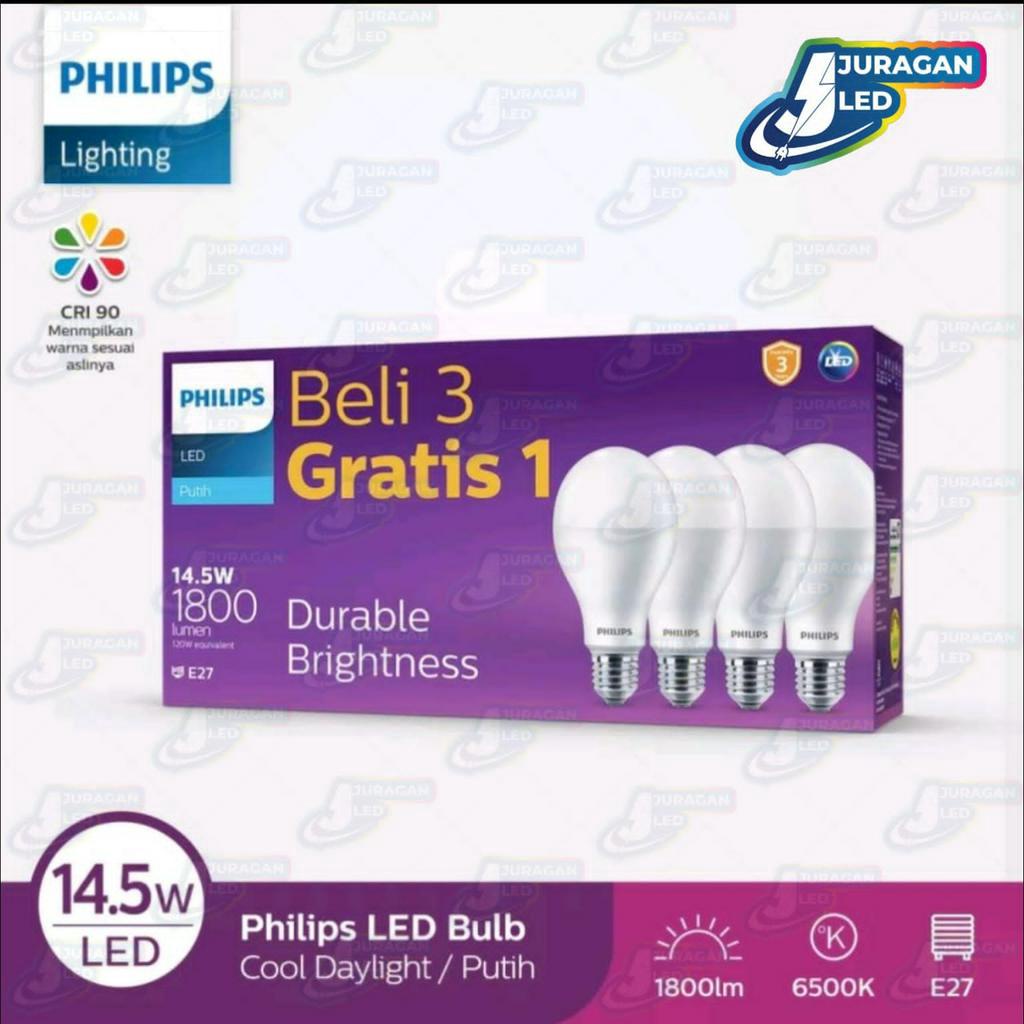 Jual Philips Multipack LEDBulb 14.5W E27 6500K Putih | Shopee Indonesia