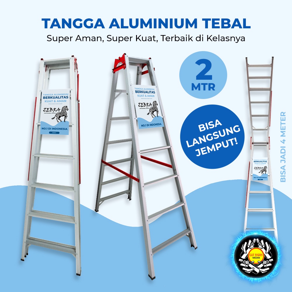 Jual TANGGA ALUMINIUM ZEBRA 2 METER TEBAL & KUAT KUALITAS BAGUS ...