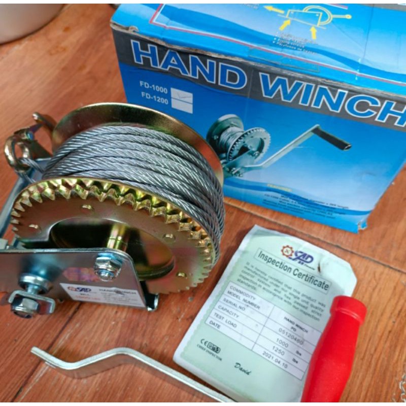 Jual Hand Winch 500 Kg Katrol Kerekan Steel sling 10 meter Gear ...