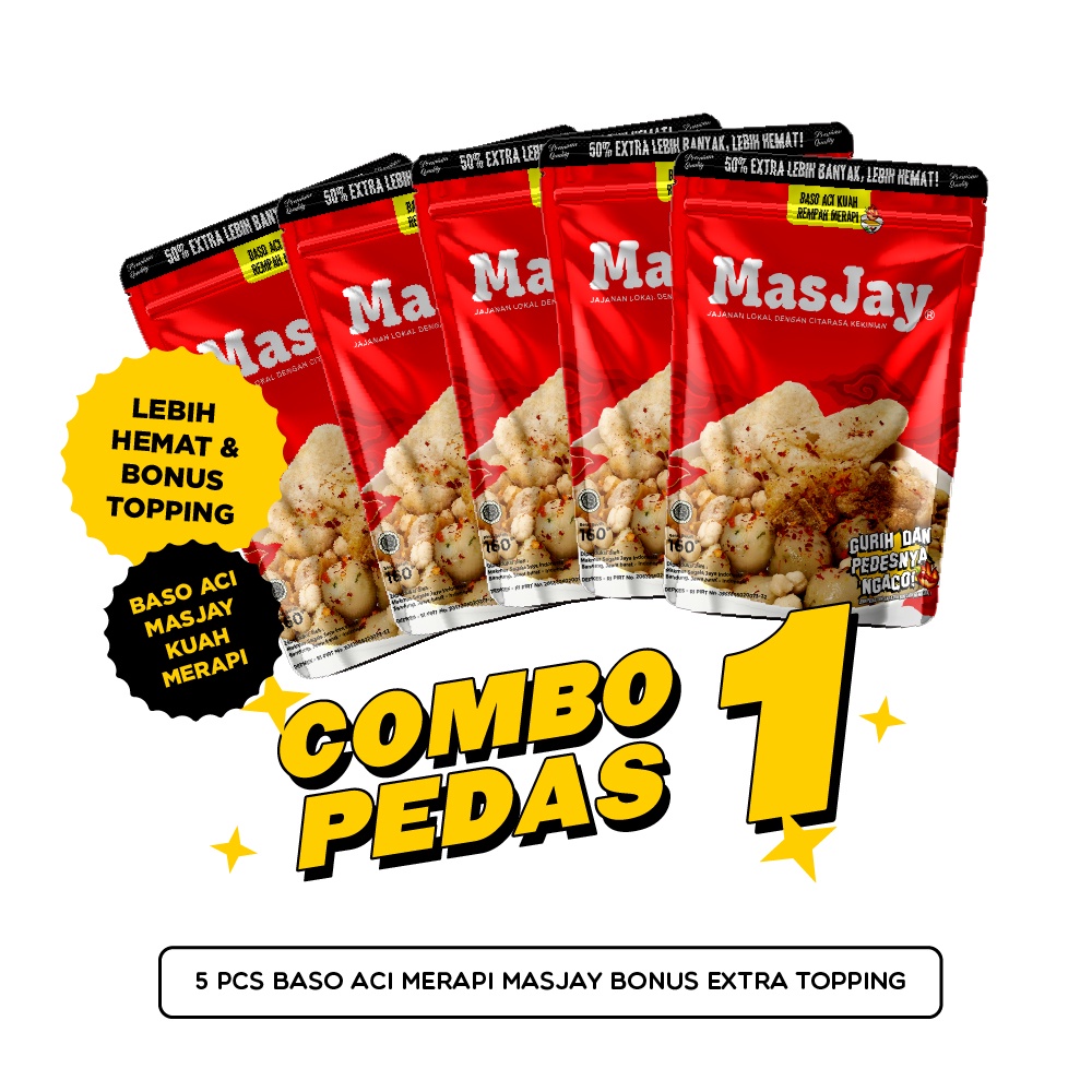 Jual MASJAY Combo Hemat 5 Pcs Baso Aci Merapi Instant (Bonus Extra ...
