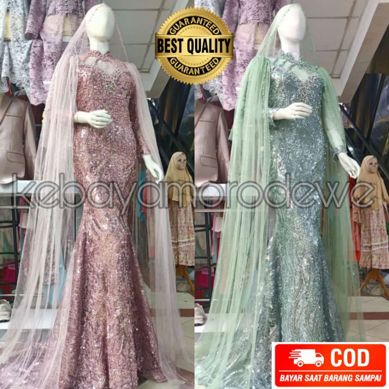 Jual Gaun Pengantin Premium Full Payet model duyung slim ekor | Shopee ...
