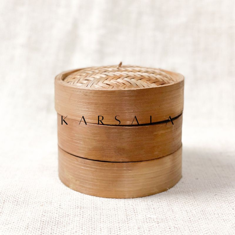 Jual KARSALA Bamboo Dimsum Steamer | Wadah Dimsum Bambu Set Isi 2 ...