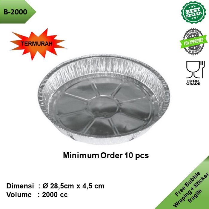 Jual Alumunium Foil tray bulat B-2000 isi 10 pcs | Shopee Indonesia