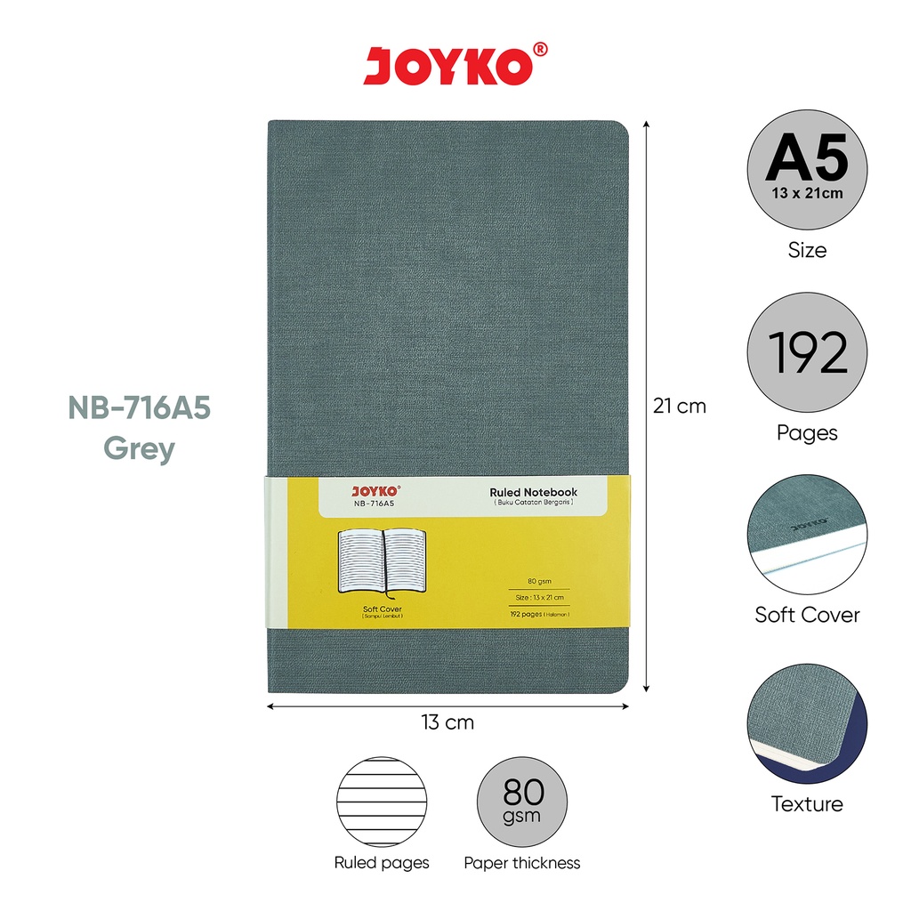 Jual Buku Tulis Catatan Bergaris Ruled Notebook Joyko NB-716 A5~A6 ...