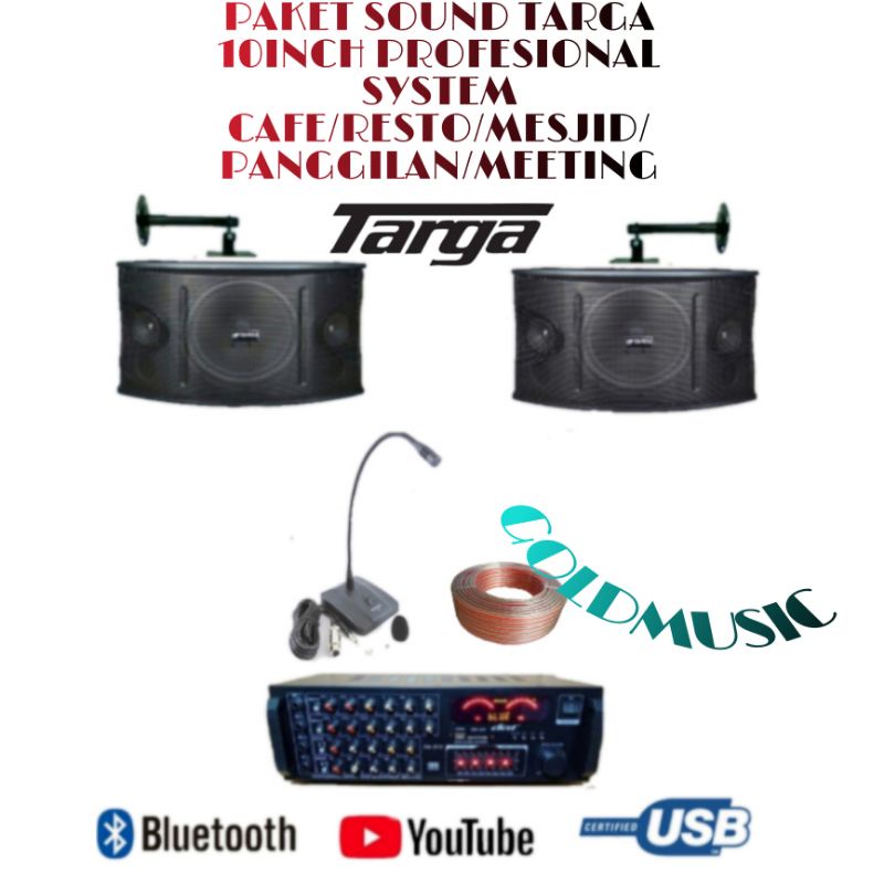 Jual PAKET SOUND SPEAKER TARGA 10INCH+AMPLIFIER DAN MIC MEJA/CAFE ...