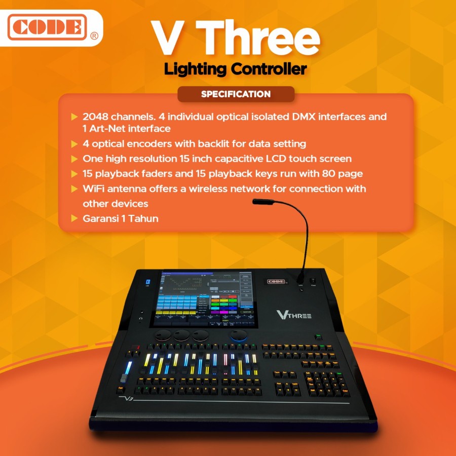 Jual CODE V Three Dmx Lighting Controller / Mixer lampu Panggung ...