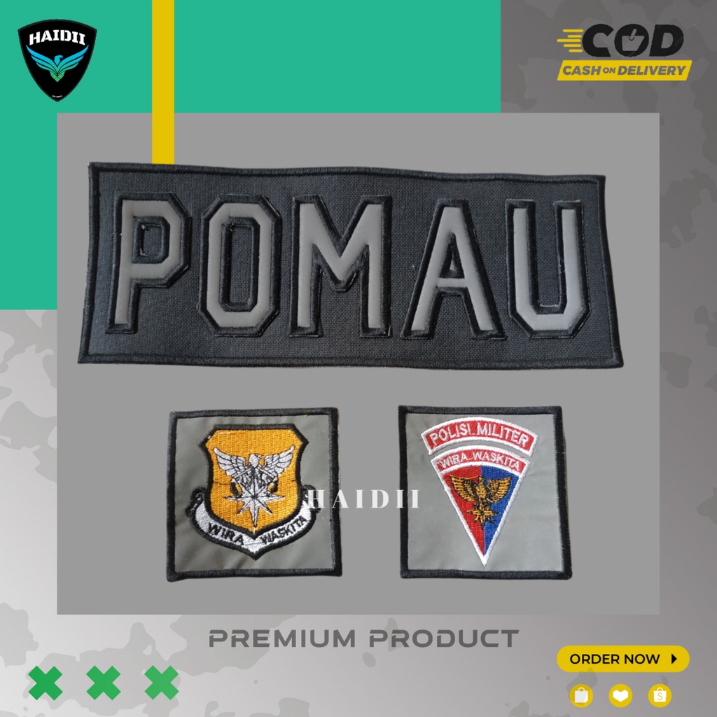 Jual Logo Bordir POM AU / Polisi Militer / Patch Bordir | Shopee Indonesia
