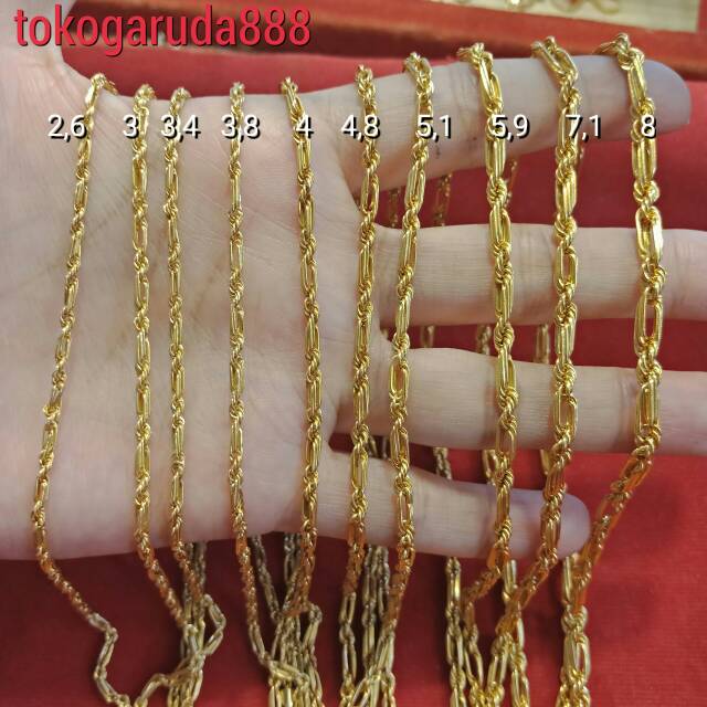 Jual Rantai kalung anak dan dewasa emas asli kadar 700 22 70% bambu 2 3 ...