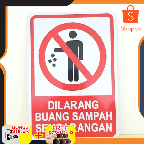 Jual Plang Papan Rambu DIlarang Buang Sampah Sembarangan Aluminium ...