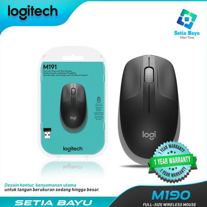 Jual Logitech M190 Wireless Mouse Full Size Mouse Wireless Komputer Hitam Riyaniumi | Shopee ...