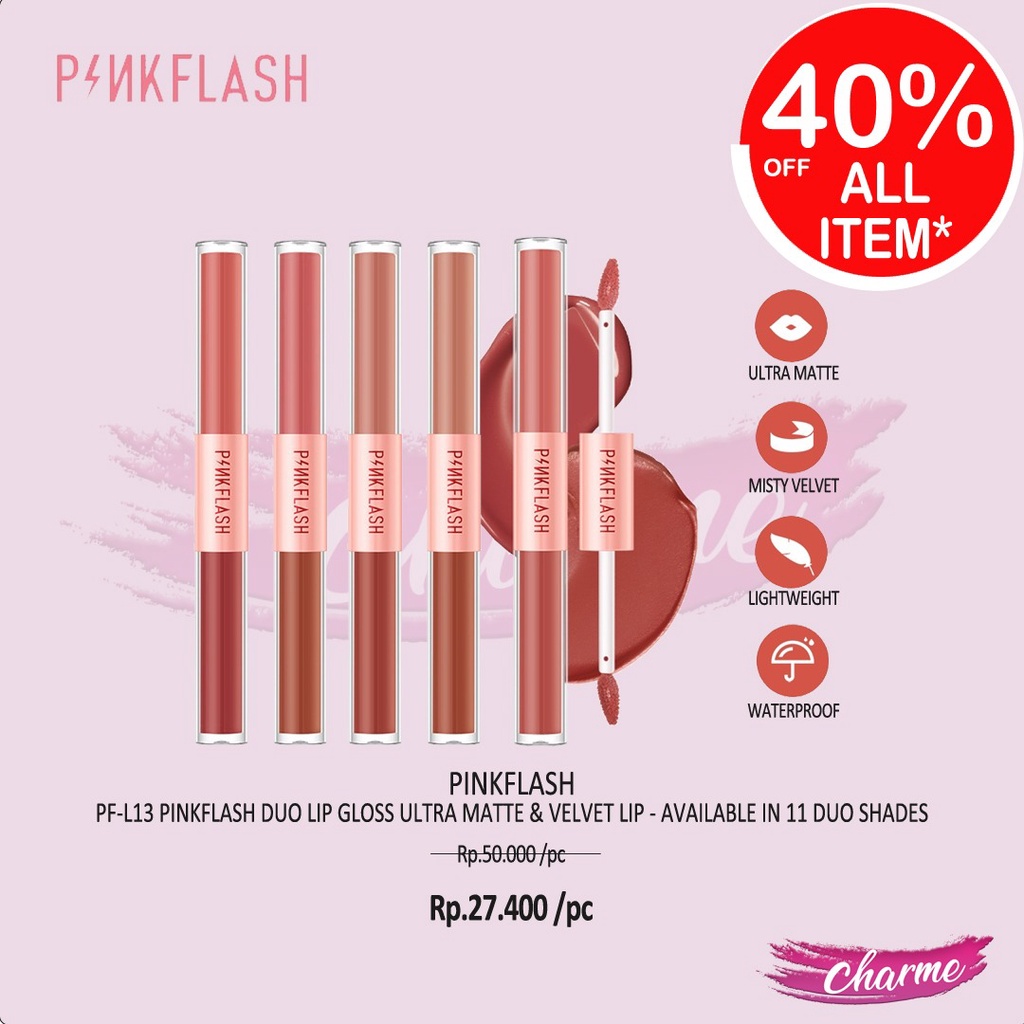Jual (READY & ORI) Pinkflash Pink Flash Duo Lip Gloss Ultra Matte ...