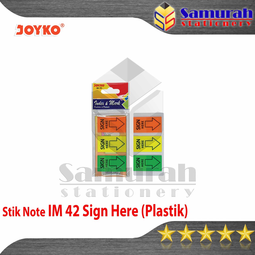 Jual Memo Stick IM 42 Joyko Sign Here Plastik / Sticky Note IM-42 / Plastik Stik Tempel Tanda ...