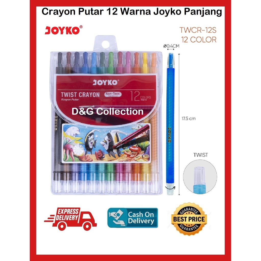 Jual CRAYON KRAYON OIL PASTEL PUTAR JOYKO 12 WARNA PANJANG | Shopee ...