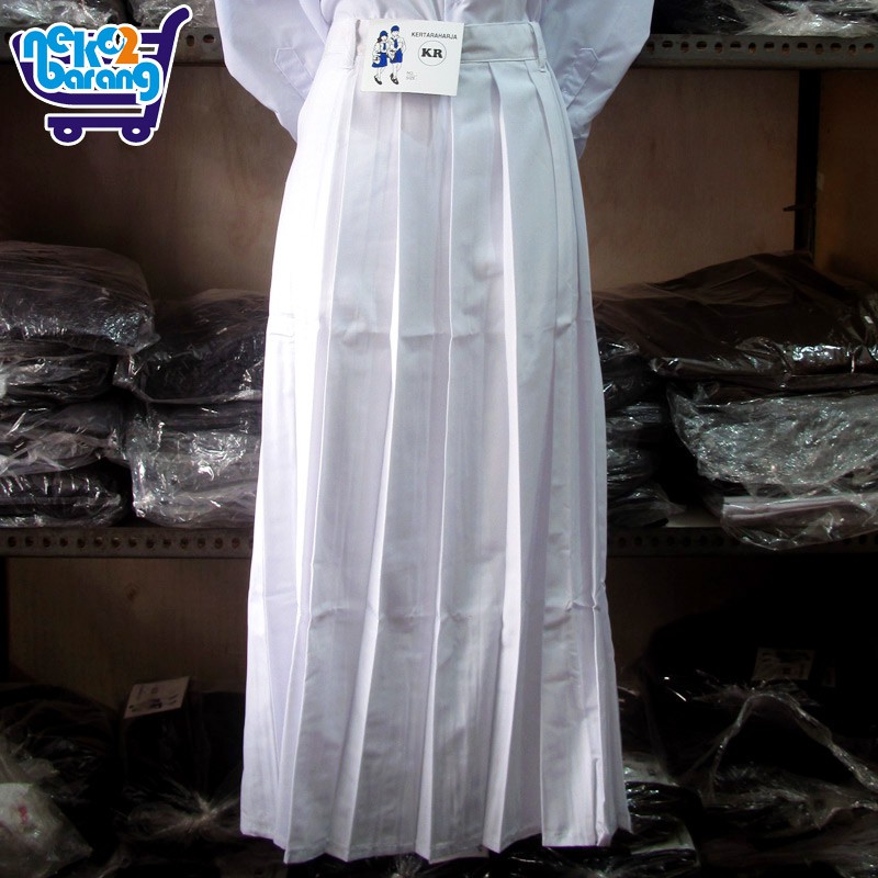 Jual Rok Panjang Rempel Terus Putih - Seragam SMP/SMA - Seragam Sekolah - Rok Rempel Putih ...