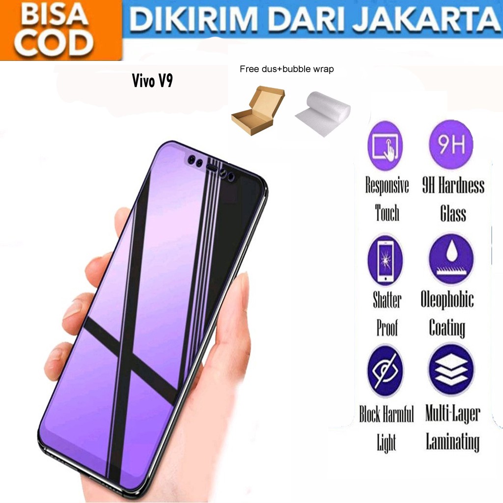 Jual Tempered Glass Vivo V9 Matte Blue Light Anti Gores Full Screen Full Cover Protector ...
