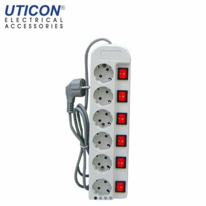 Jual Stop Kontak 6 Soket On Off + Kabel / Cable Extension Uticon ST ...