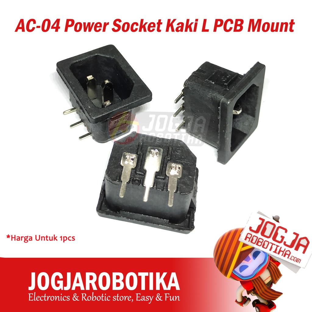 Jual AC-04 Power Socket Kaki L PCB Mount AC Power 3 Pin komputer PC ...