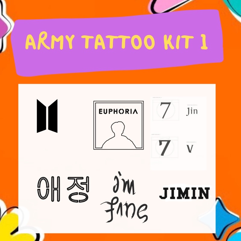 Jual BTS Henna Tattoo Kit - Tato Halal Motif BTS Jungkook Jimin Army ...