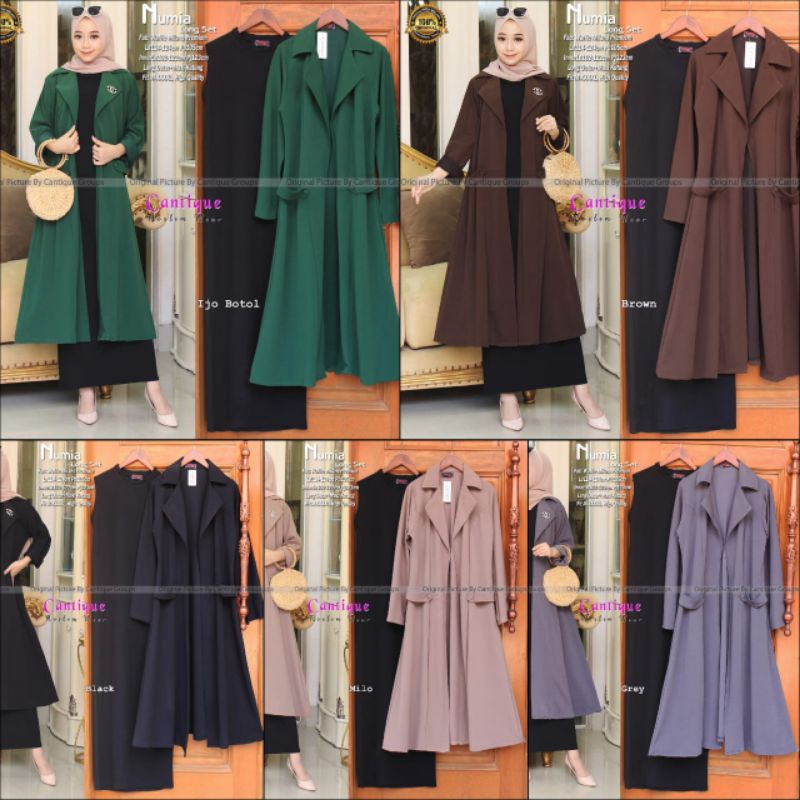 Jual Setelan Wanita Outerwear Dress Numia Long Set Jumbo Polos By ...