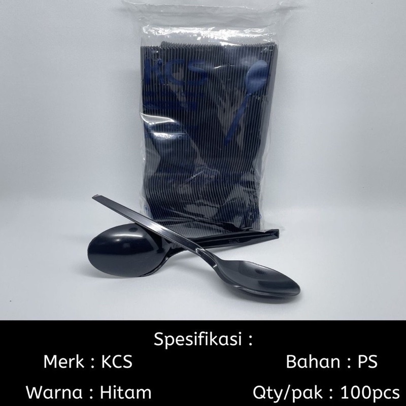 Jual Sendok Plastik KCS isi 100 / Sendok Makan Plastik Bening KCS Putih Susu Hitam ISI 100 PCS ...