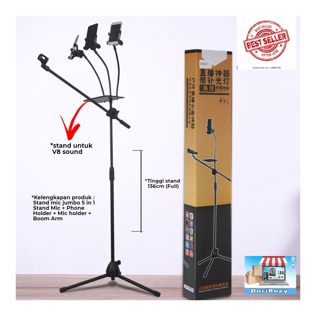 Jual Stand Lantai & Meja Pro Stand Microphone Condenser & Smartphone 5 ...