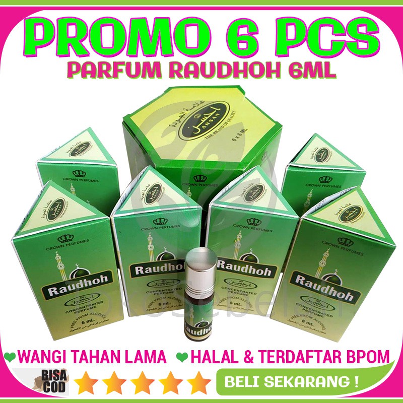 Jual PROMO 6Pcs (1Box) Parfum Raudhoh 6ml Ahsan Non Alkohol - Parfum ...