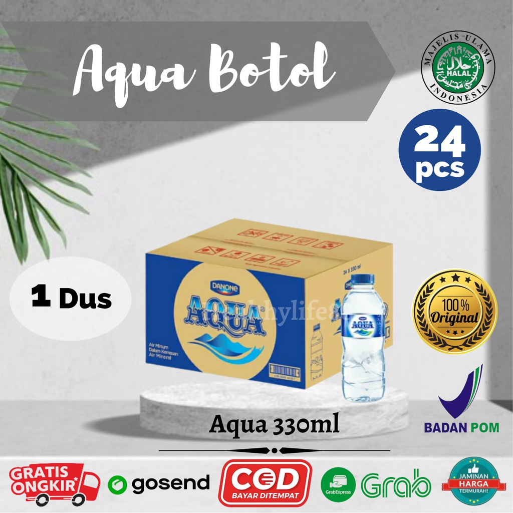 Jual Aqua Botol Kecil Air mineral 330 ml x 24 Botol Mini Kecil Kemasan 1 Dus / Karton By ...