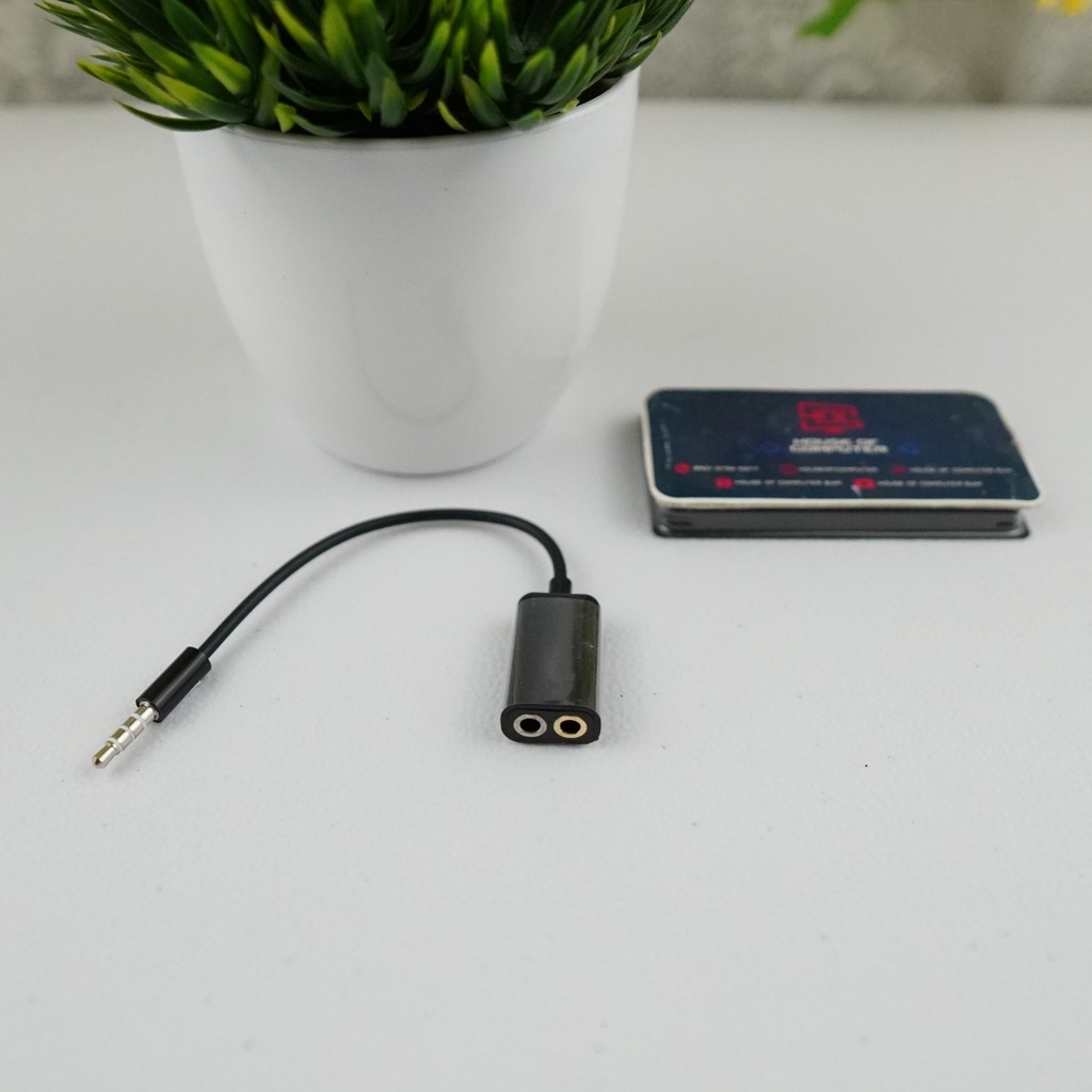 Jual kabel audio splitter aux 2 in 1 mic dan sound | Shopee Indonesia