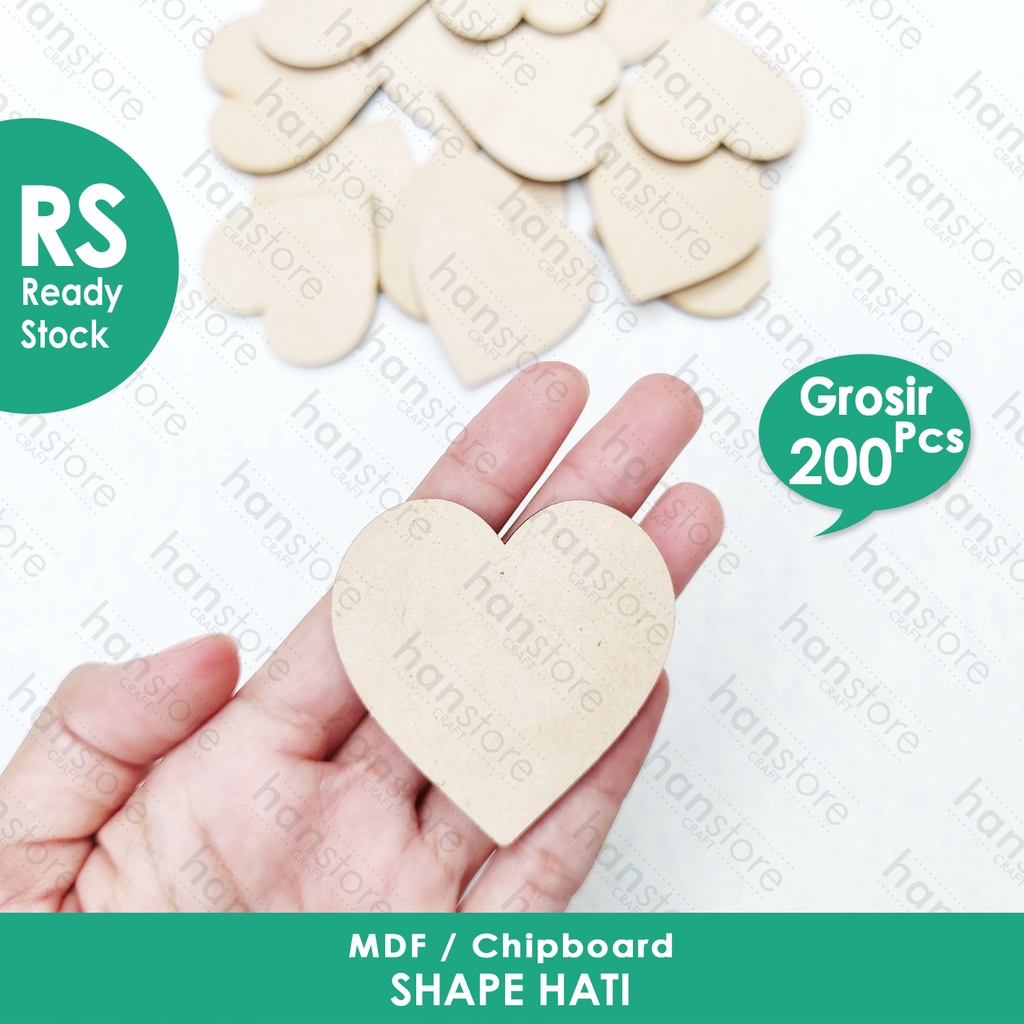 Jual RS GROSIR 200 pcs 5 cm Kayu bentuk Hati / Kotak / Bulat / Bundar ...