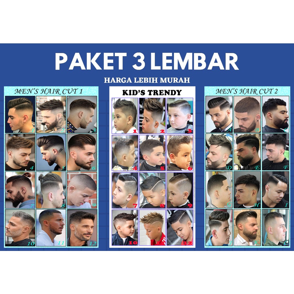 Jual Poster Pangkas Rambut Dan Barbershop Model Dewasa dan Anak ...