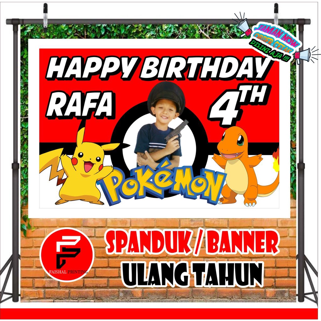 Jual Spanduk / Banner / Backdrop Ulang Tahun Custom Tema pokemon ukuran ...