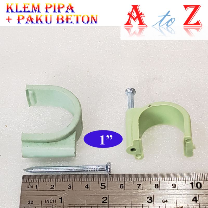 Jual Klem 1" + paku beton/clam 1 in/klem pipa pvc 1 inchi + paku beton ...