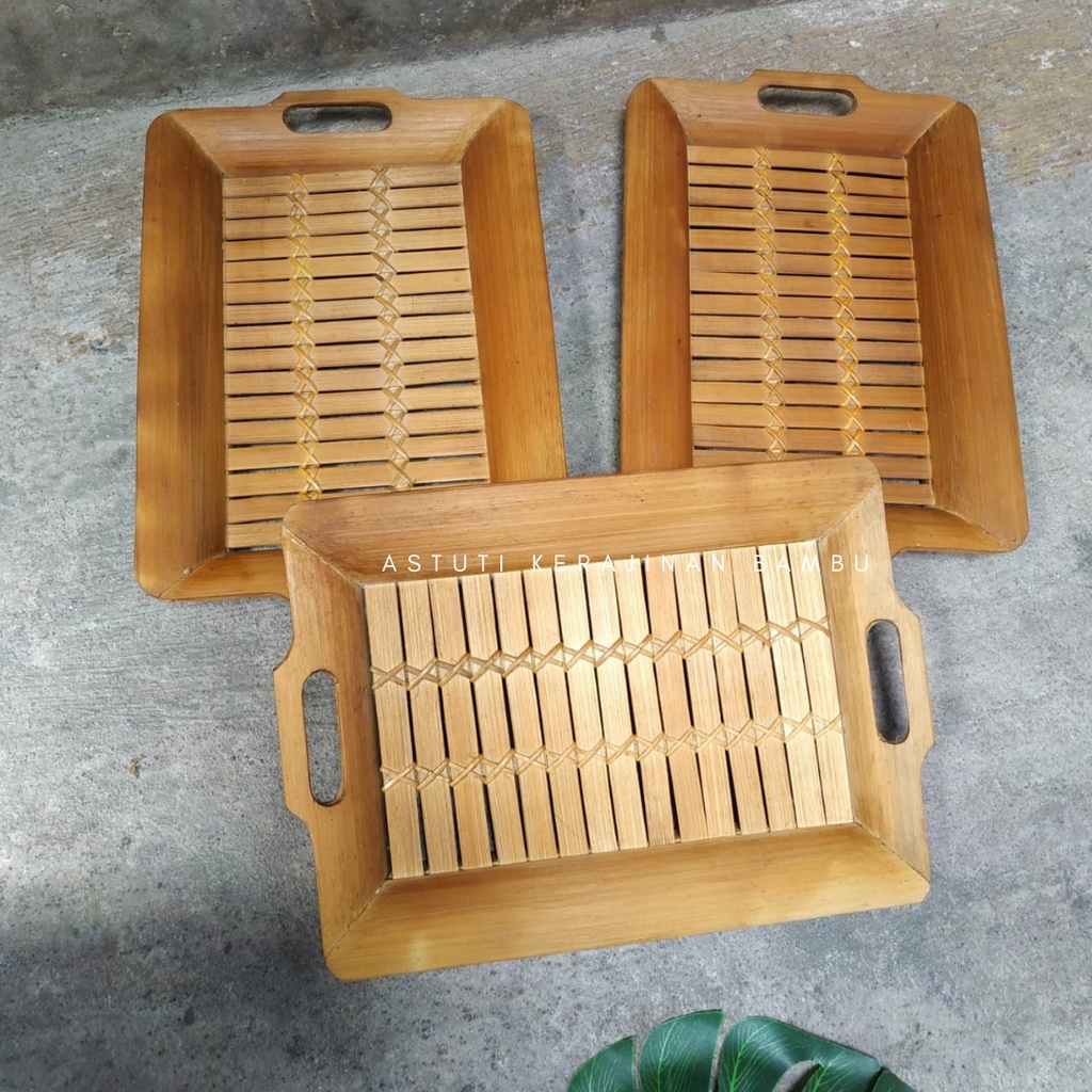 Jual Nampan Bambu Datar M Ukuran 37 x 27 cm/Baki Bambu Murah/Nampan ...