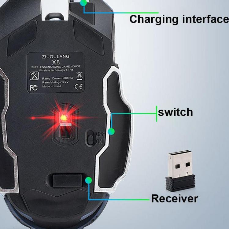 Jual Free Wolf Wireless Gaming Mouse LED Light 1800 DPI - X8 ...