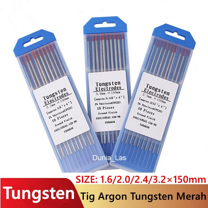 Jual 10PCS Tig Argon Merah Tungsten Electrode 1.6mm 2.0mm 2.4mm 3.2mm × 150mm Red Kawat Las ...