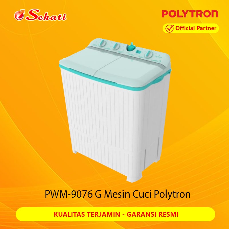 Jual Polytron PWM-9076 G Mesin Cuci Polytron 2 Tabung Giant Series Hijab 9 KG Green TWIN TUB PWM ...