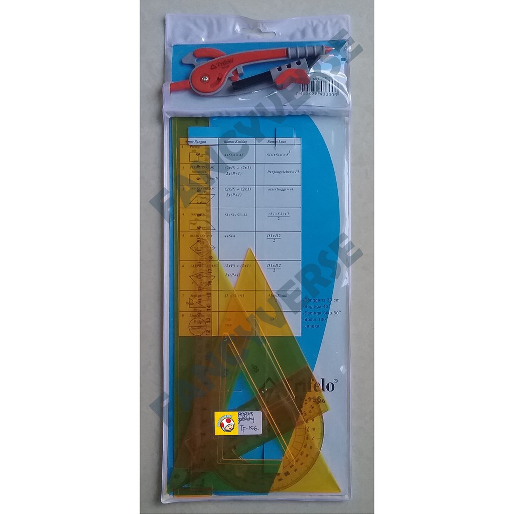 Jual Penggaris Segitiga Busur Geometri TF-156 / Geometry Ruler Set ...