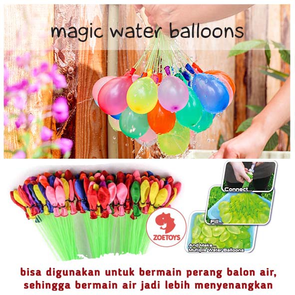 Jual Zoetoys Magic Water Balloons 3 Ikat Balon Air Water Balloons 1pak ...
