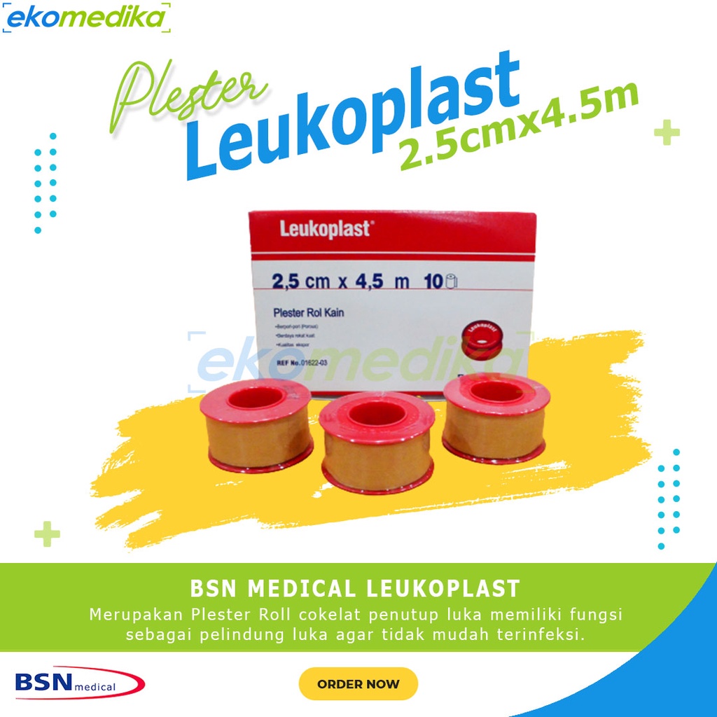 Jual Plester Leukoplast 2.5 cmx4.5 m BSN Plester Roll Kain Leukoplast 2,5 Cm Per Box isi 10 Roll ...