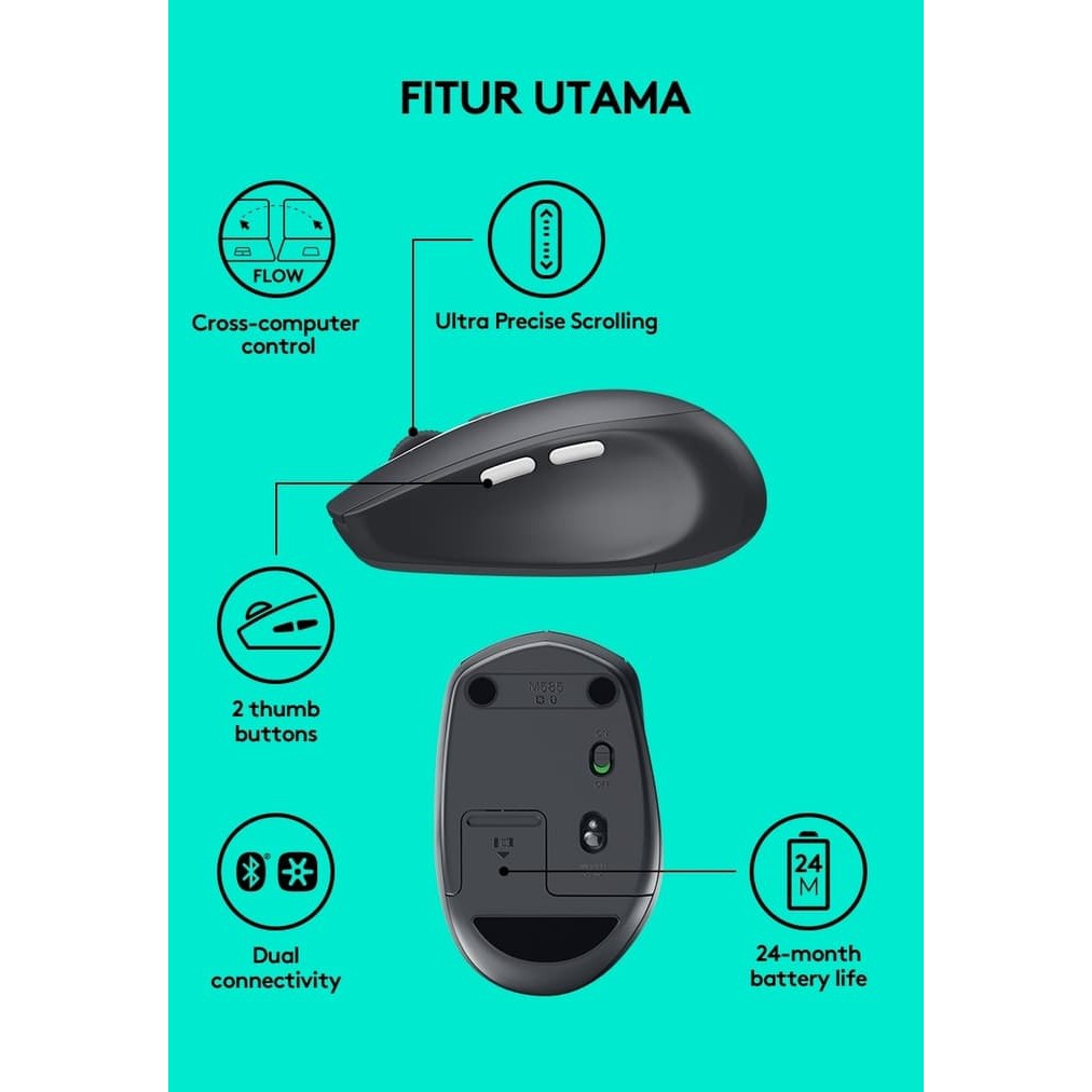 Jual Mouse Logitech M585 Multi Device Wireless Mouse Original 100% ...